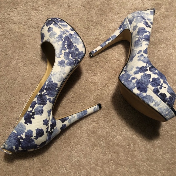 MICHAEL Michael Kors | Shoes | Michal Kors Blue White Leonara Open Toe ...